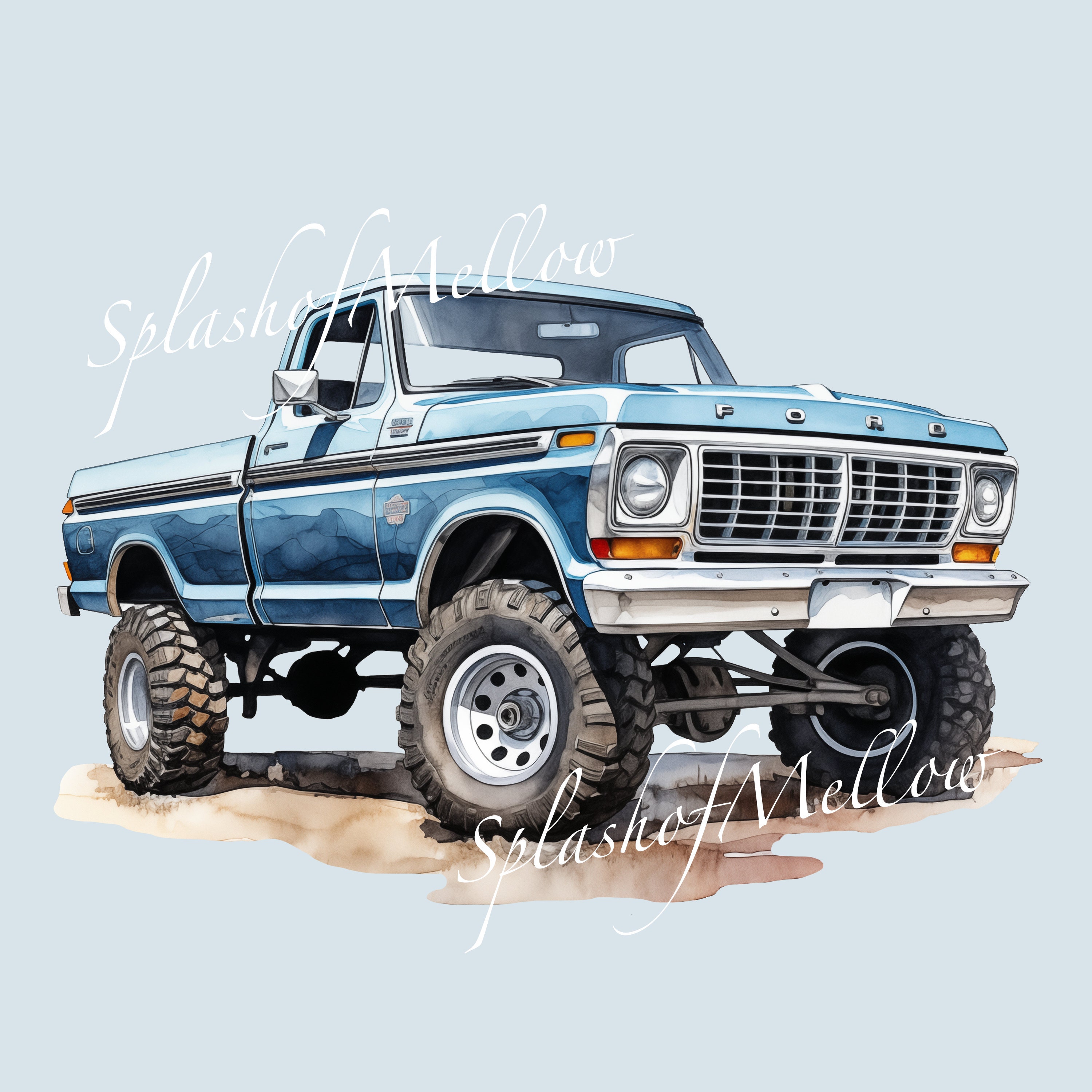Watercolor Vintage Ford F-150 Clipart - Vintage Car Clipart - Vintage ...