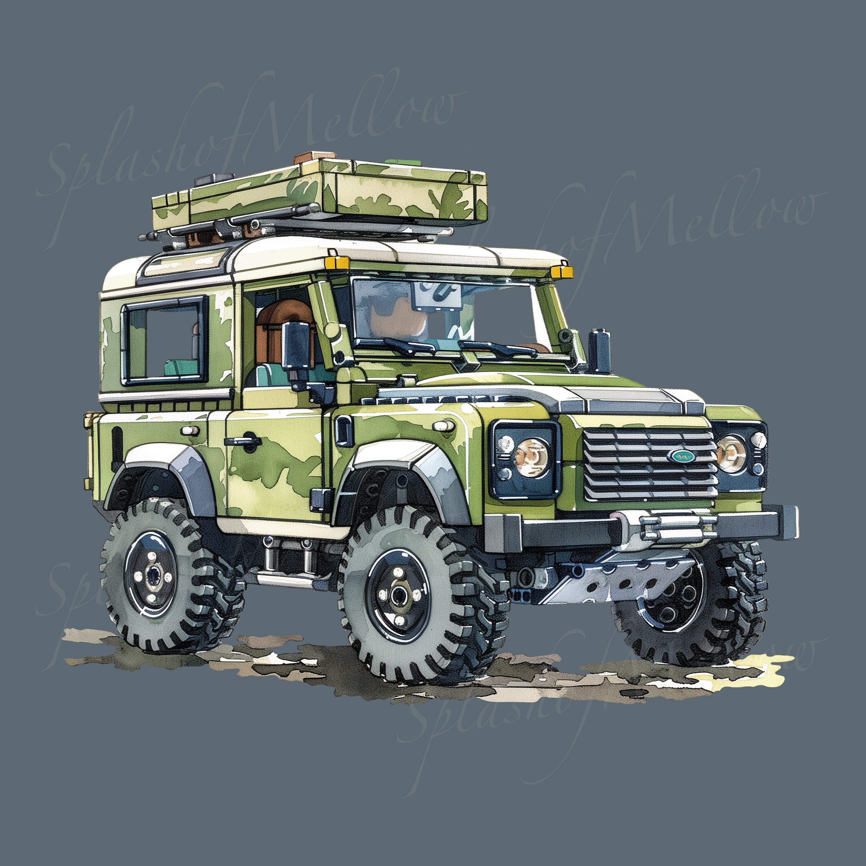 Watercolor Toy Style Land Rover Defender Clipart Car Clipart Watercolor ...