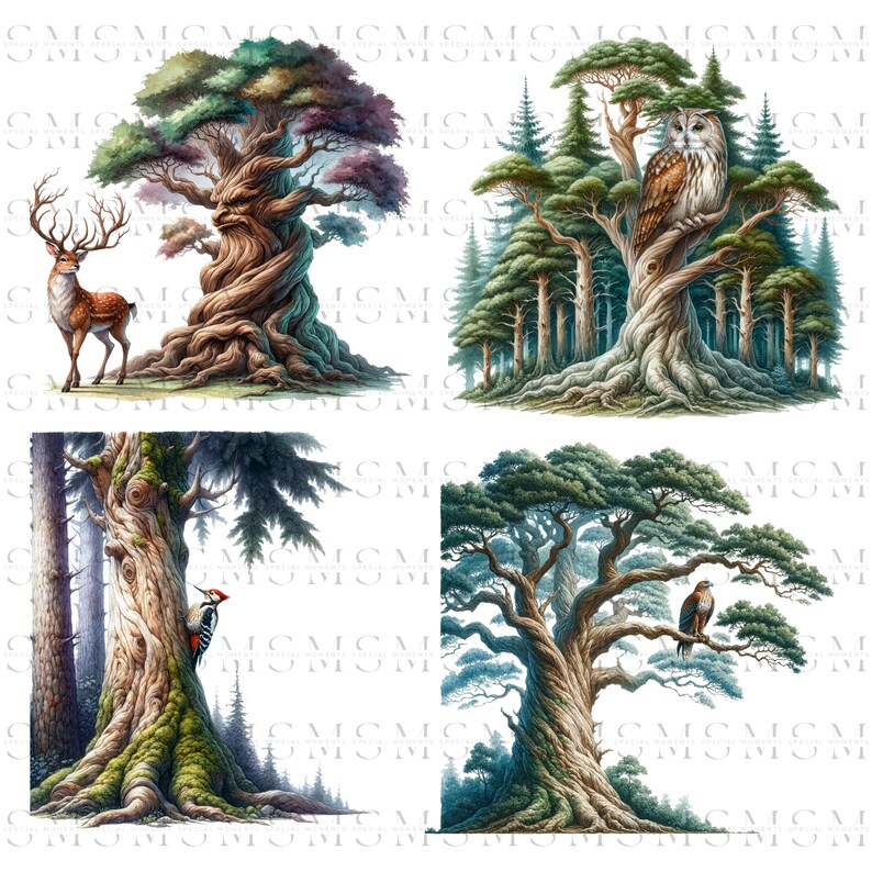 Enchanted Forest Trees Models Clipart, Tree, Owl, Deer, Enchanted ...
