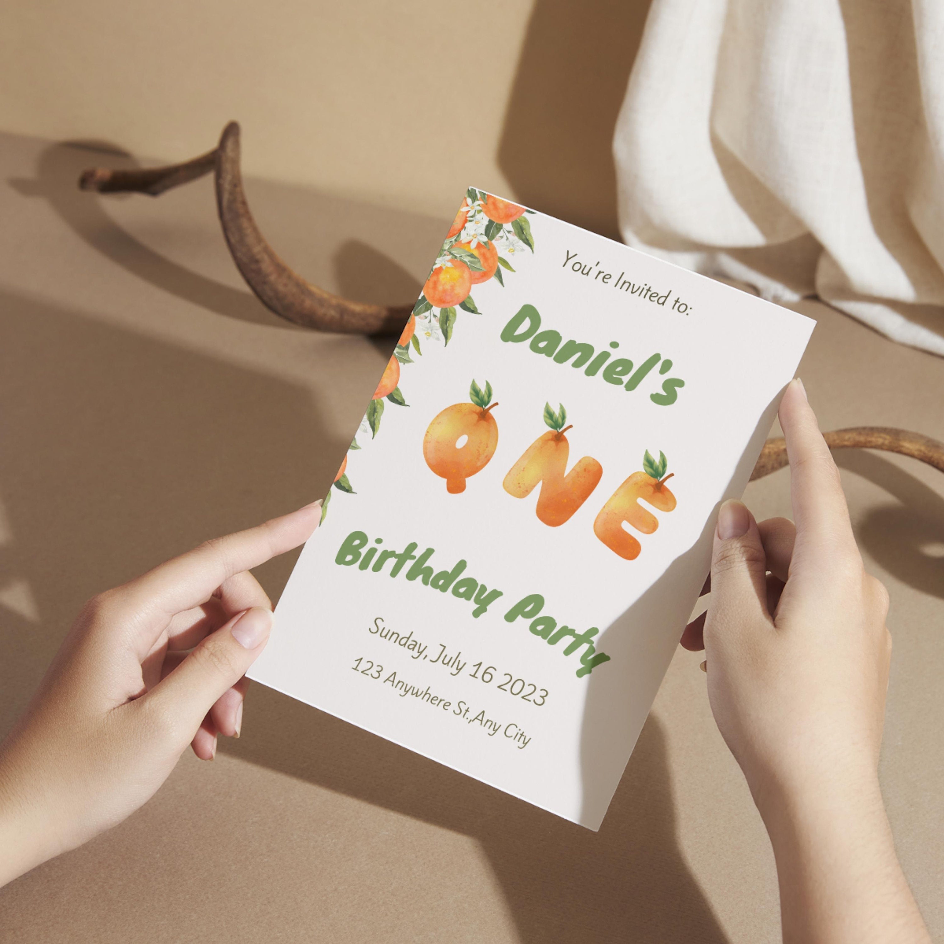 Editable First Birthday Party Invitation Orange Party - Etsy