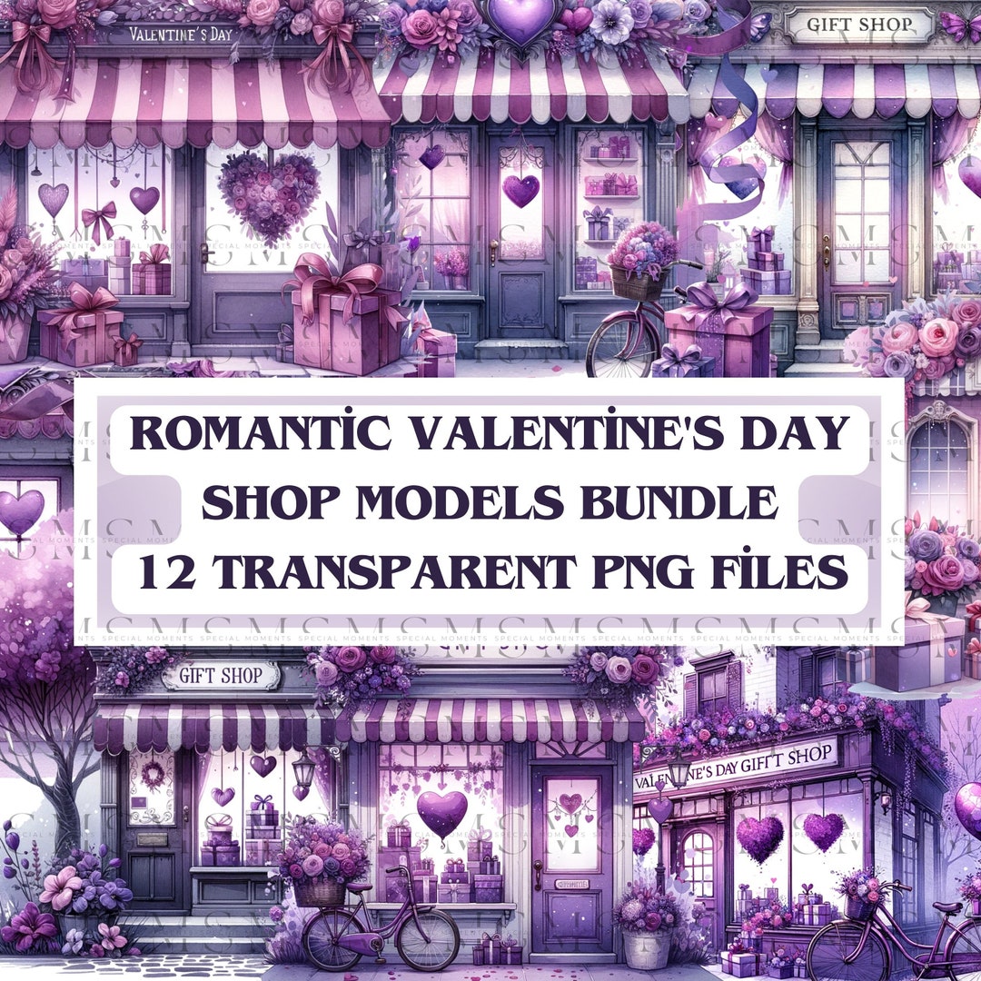 Romantic Valentine's Day Shop Cliparts,valentine's Day Gifts,watercolor ...