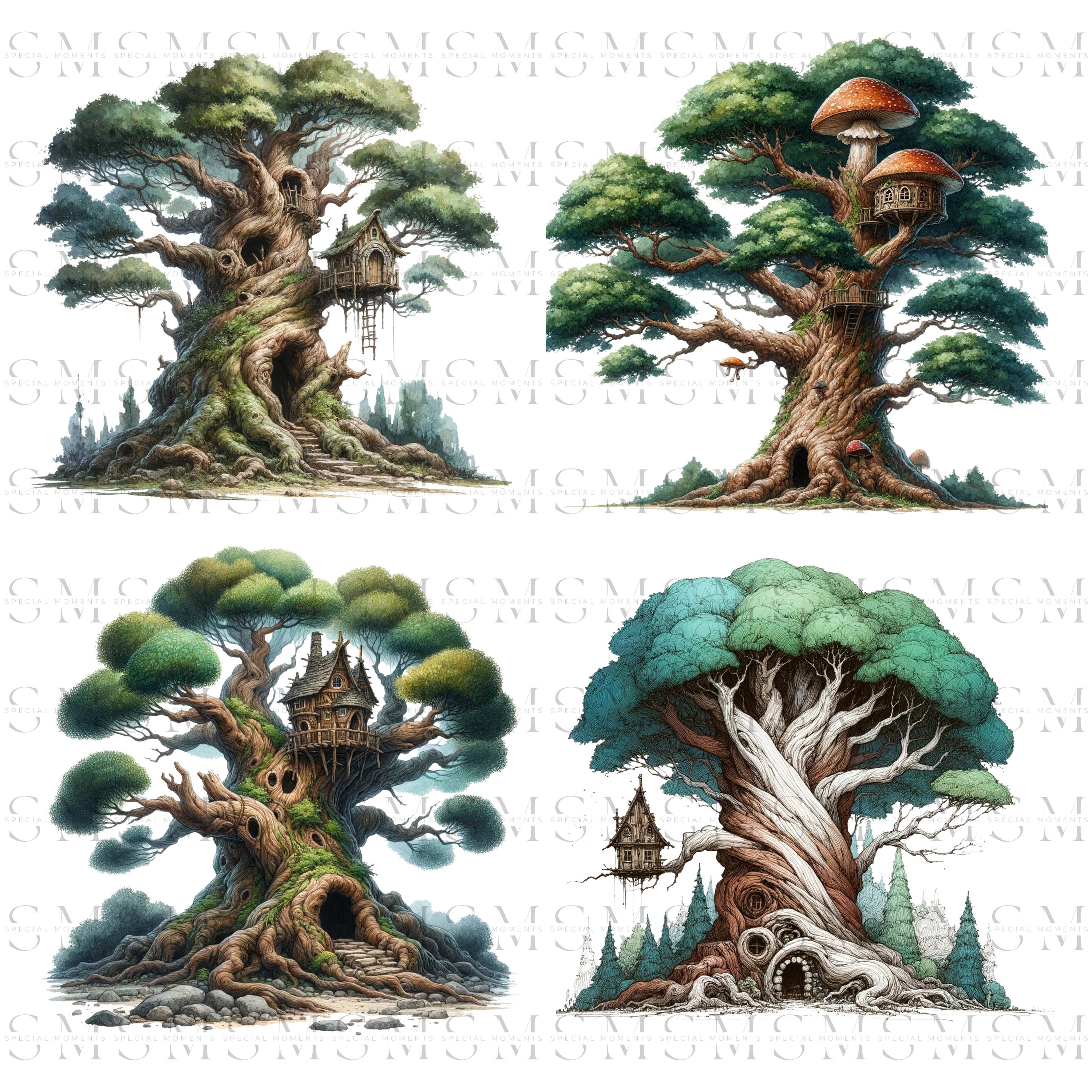 Enchanted Forest Trees Models Clipart, Tree, Owl, Deer, Enchanted ...