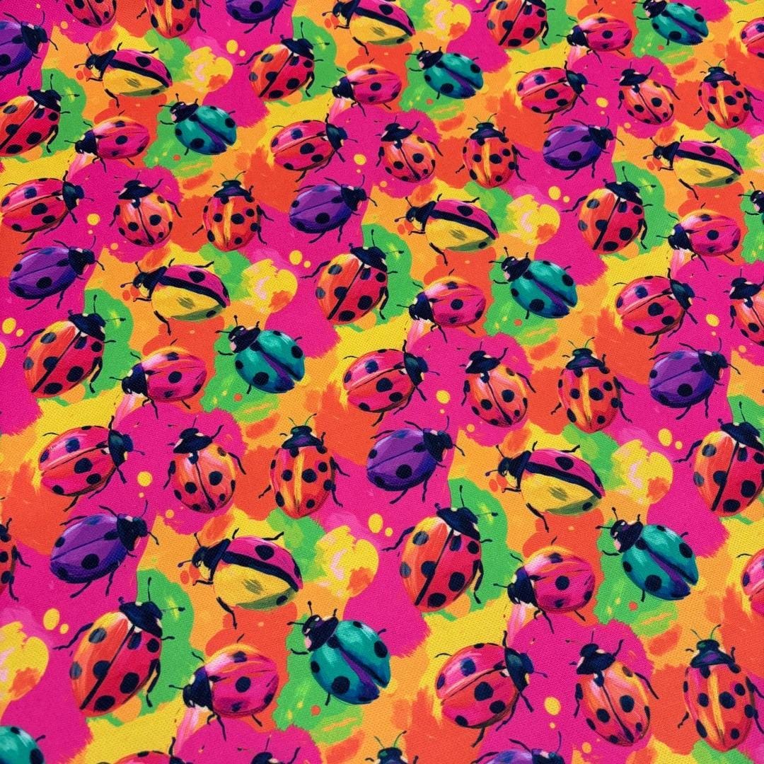 Colorful Ladybugs Digital Mesh Fabric – Breathable 100% Polyester for ...
