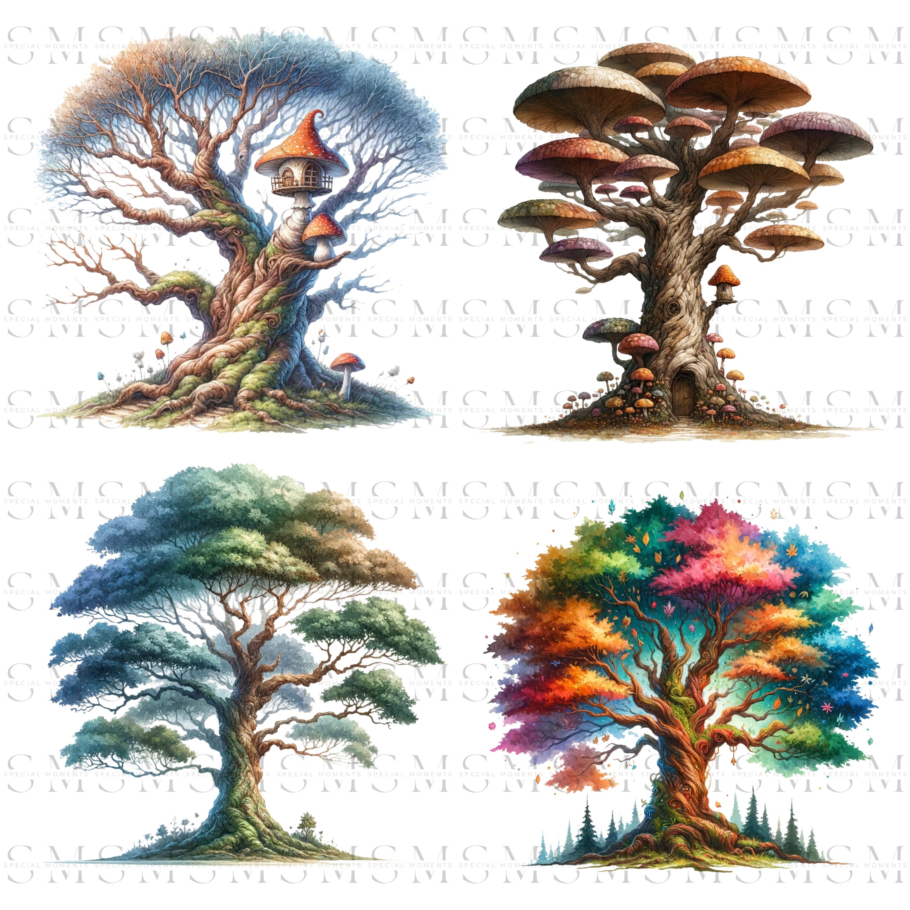 Enchanted Forest Trees Models Clipart, Tree, Owl, Deer, Enchanted ...