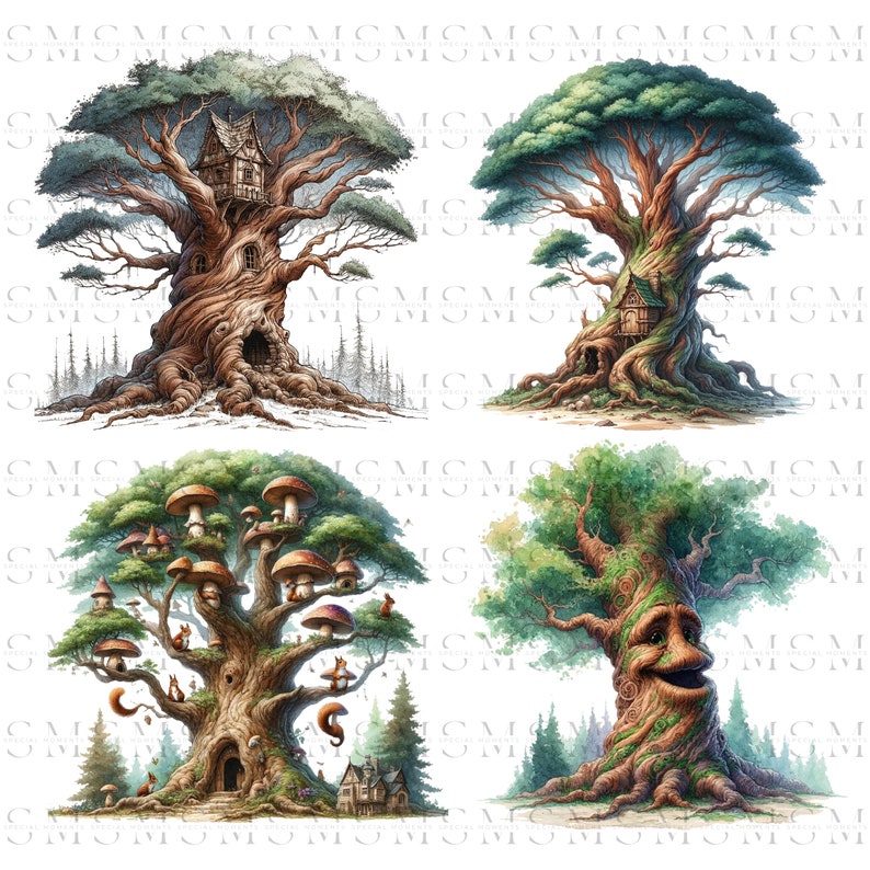 Enchanted Forest Trees Models Clipart, Tree, Owl, Deer, Enchanted ...