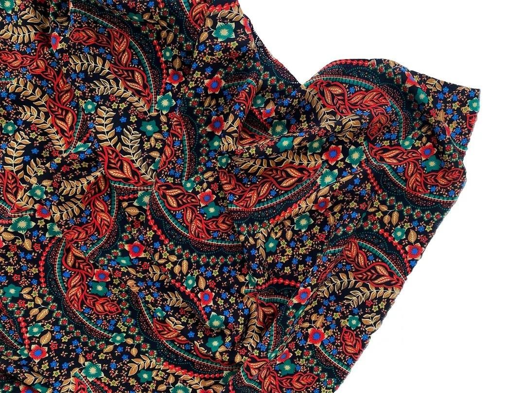 Ethnic Print Viscose Fabric by the Meter | 100% Drapey Lightweight ...