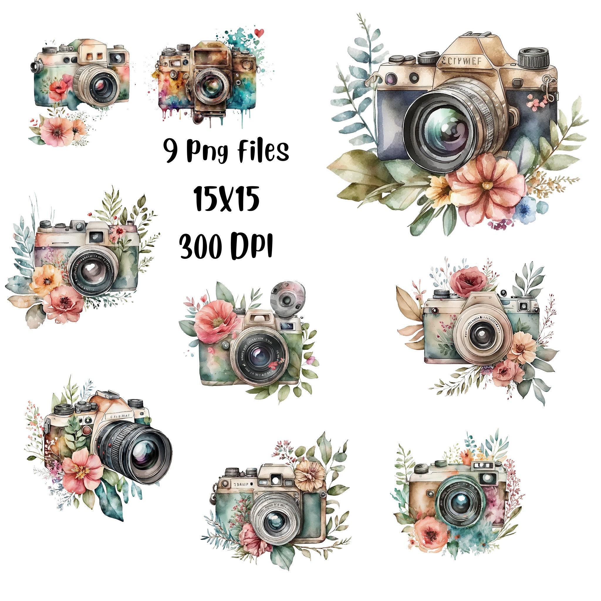 Watercolor Camera Clipart – Instant Digital Download - Etsy