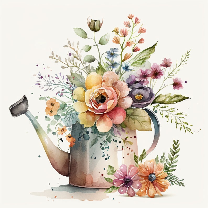 Watercolor Flower Pot Clipart Sublimation PNG - Etsy