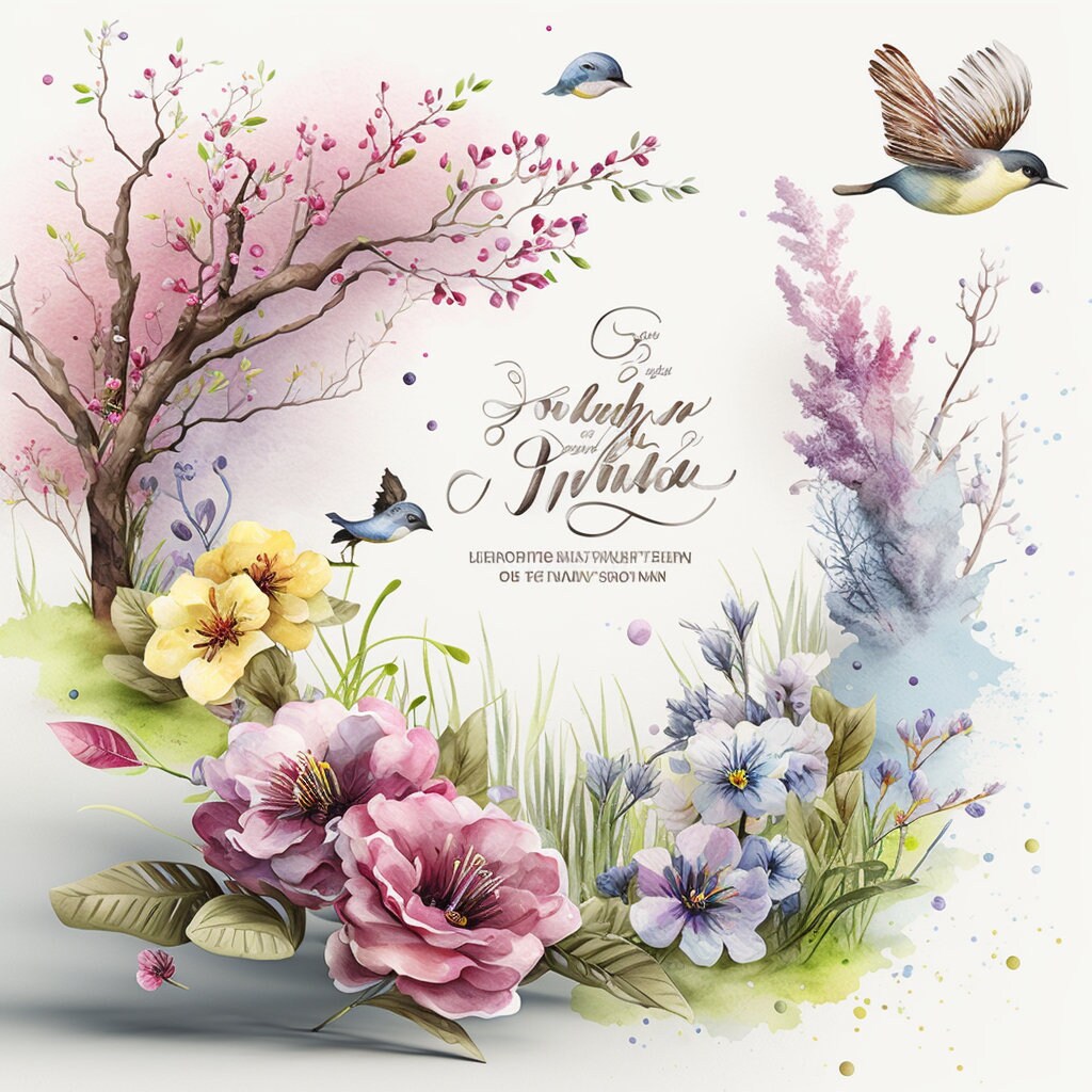 Watercolor Spring April Clipart Sublimation PNG - Etsy