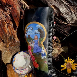 Alice in Wonderland Thrifted Doc Martens, Women’s Size 6, Dr. Martens ...