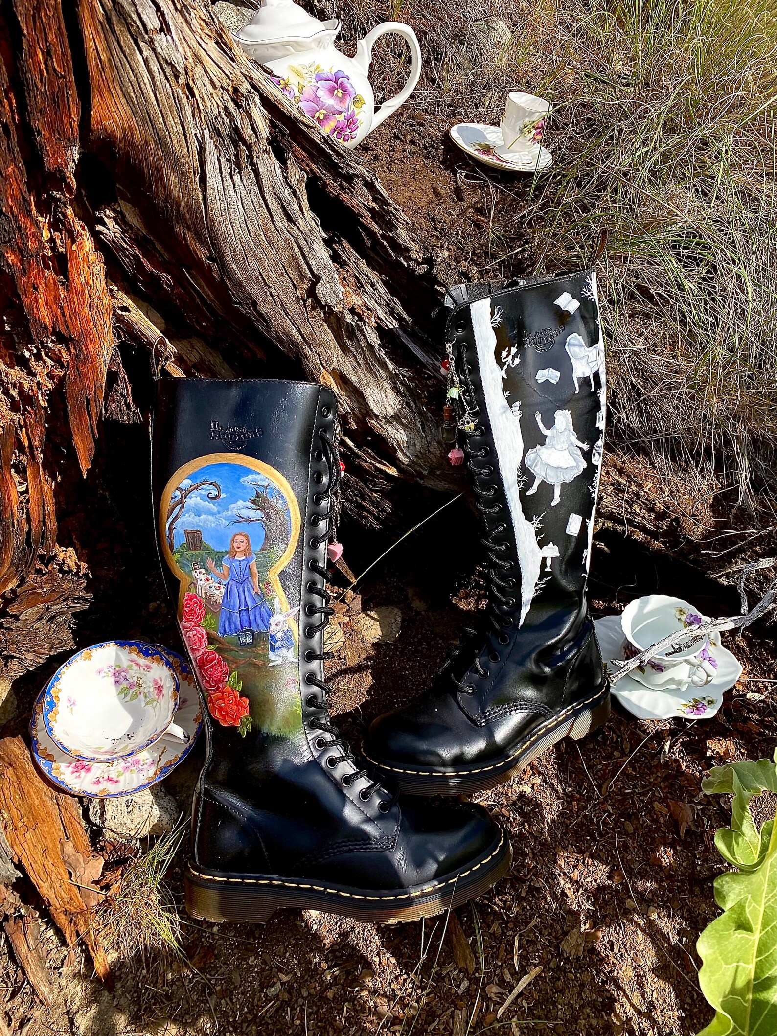 Alice in Wonderland Thrifted Doc Martens, Women’s Size 6, Dr. Martens ...