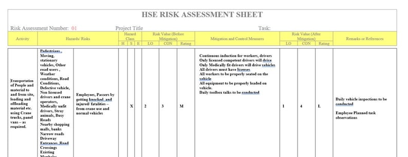 4 X Baseline Risk Assessments & Procedure very Basic Assessment ...