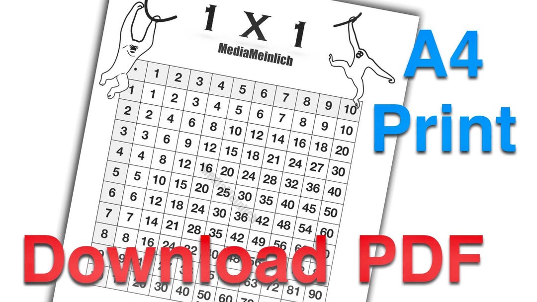 Multiplication Table PDF - Pythagoras Table for Printing - Etsy