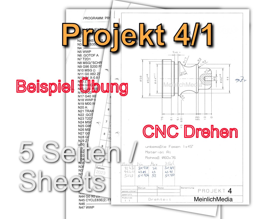 CNC Turning Project 4 G Code Exercise Learning Example Siemens ...