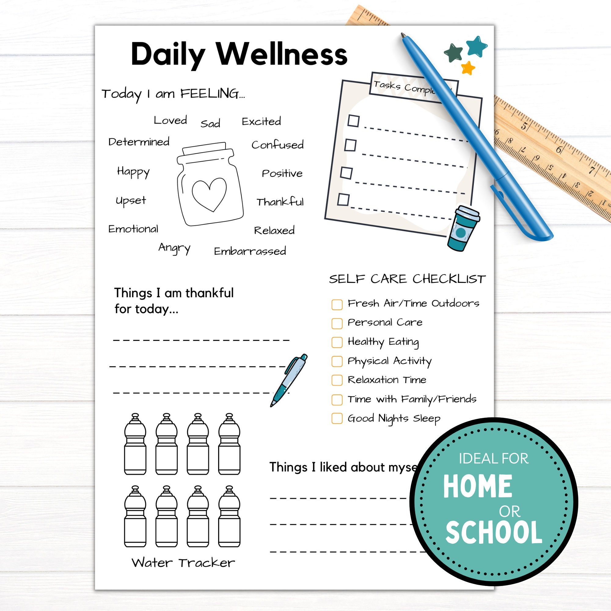 Student Diary and Daily Wellness Planner Pages for Kids and Teens ...