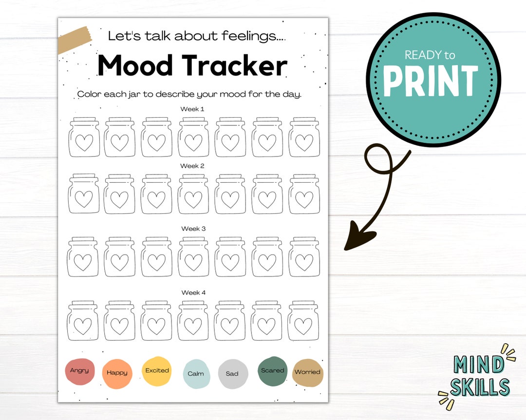 Daily Mood Heart Jars, Journal Pages for Kids, Teen Emotions and ...