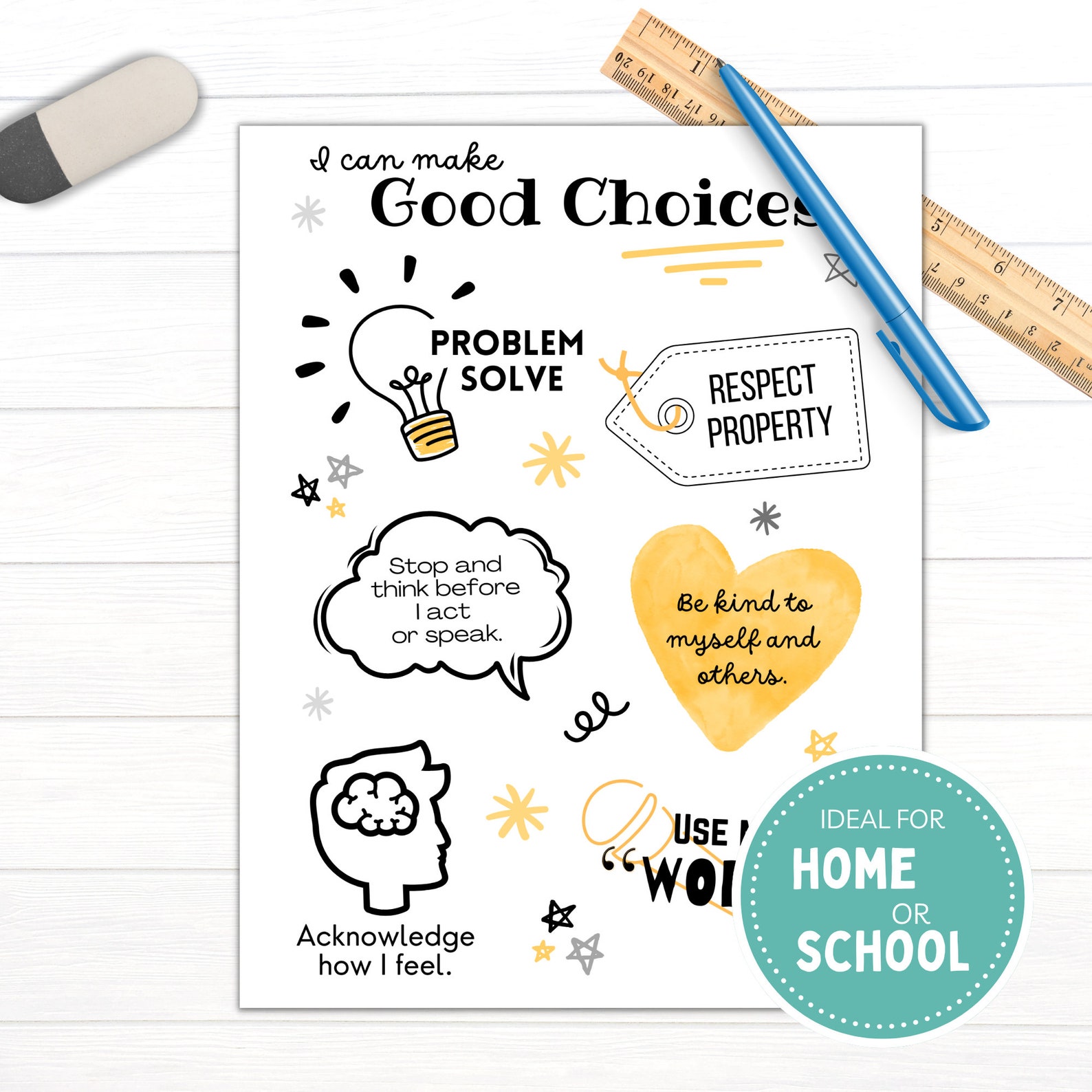 Good Choices Poster for Kids Printable Worksheets ADHD Positive ...
