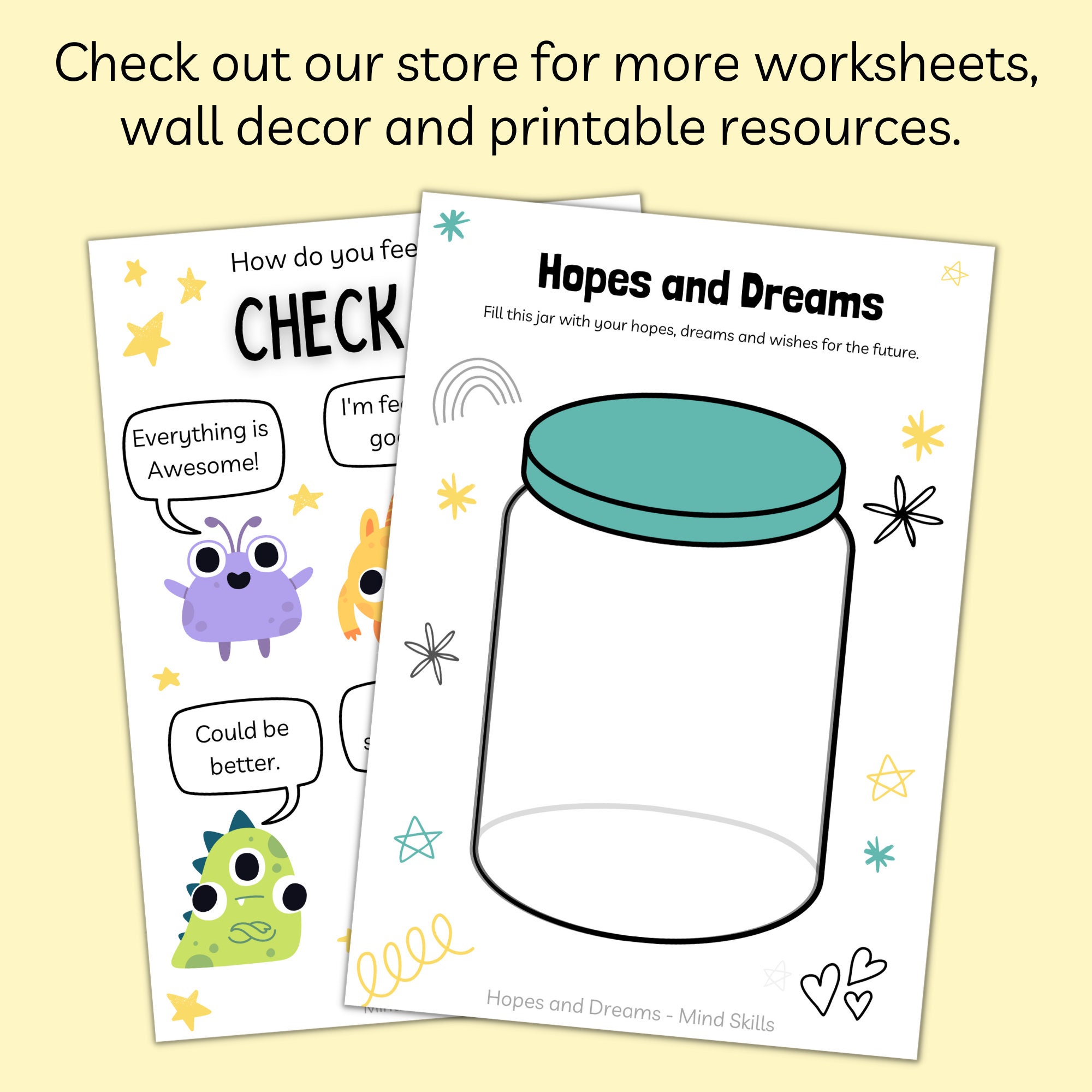 Daily Mood Heart Jars Journal Pages for Kids Teen Emotions - Etsy