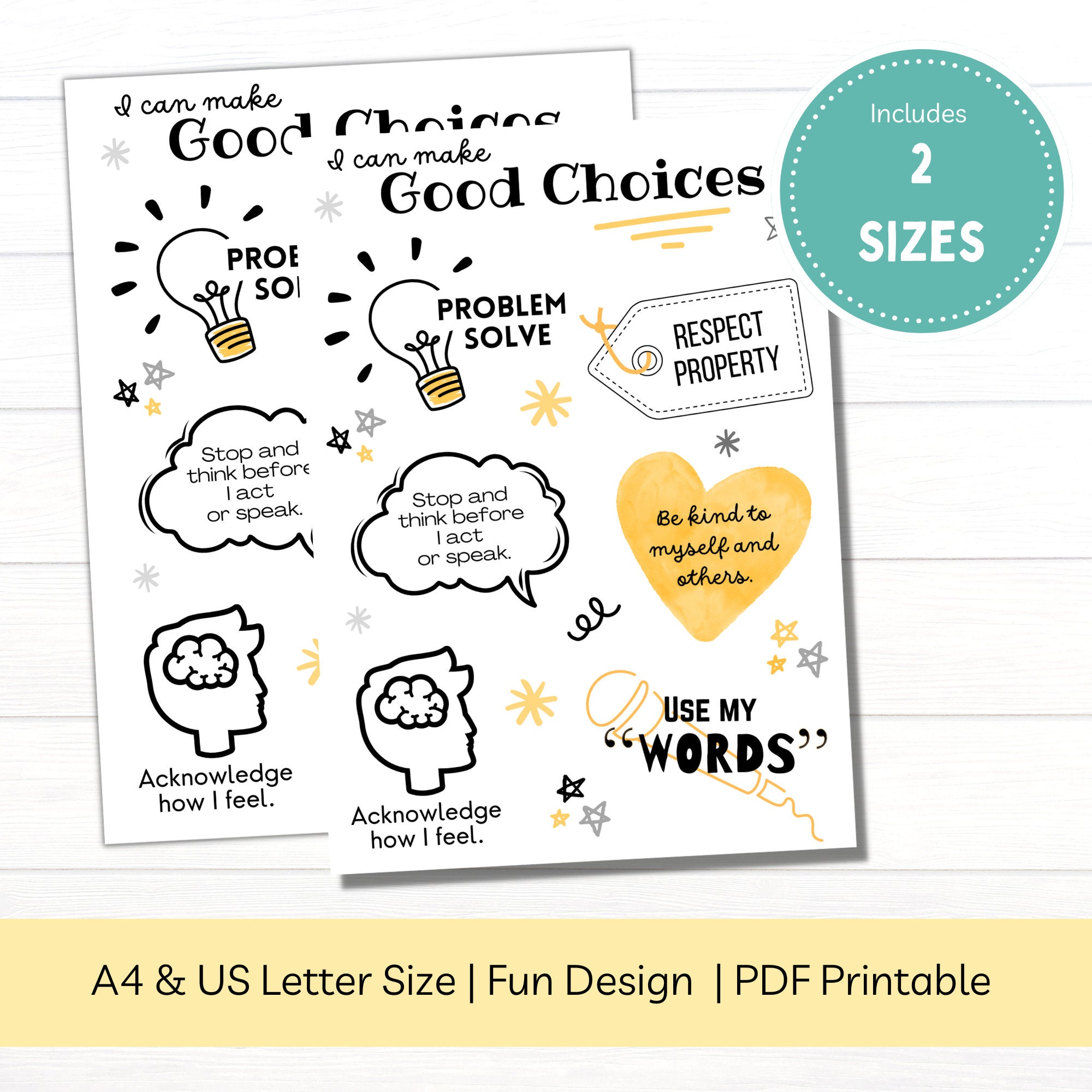 Good Choices Poster for Kids Printable Worksheets ADHD Positive ...