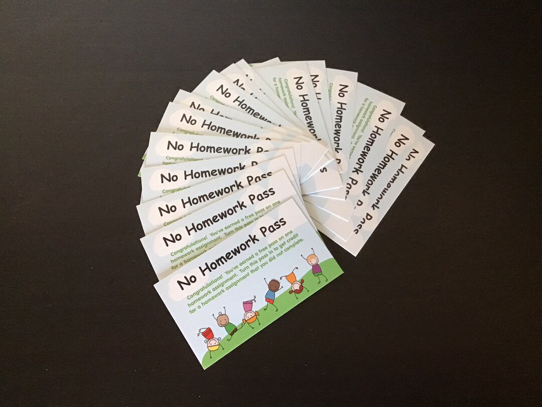 No Homework Pass set of 50 - Etsy