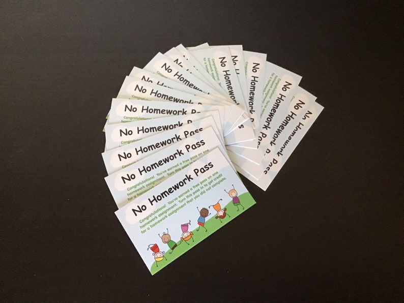 No Homework Pass set of 50 - Etsy