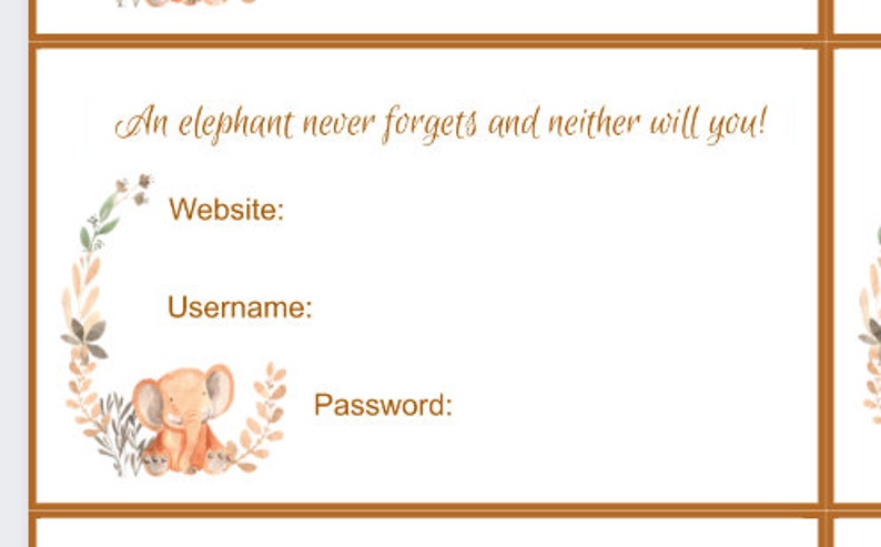 Password Reminder Cards - Etsy