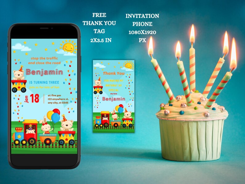 Editable Train Birthday Invitation Template Toy Train Invitation Train ...