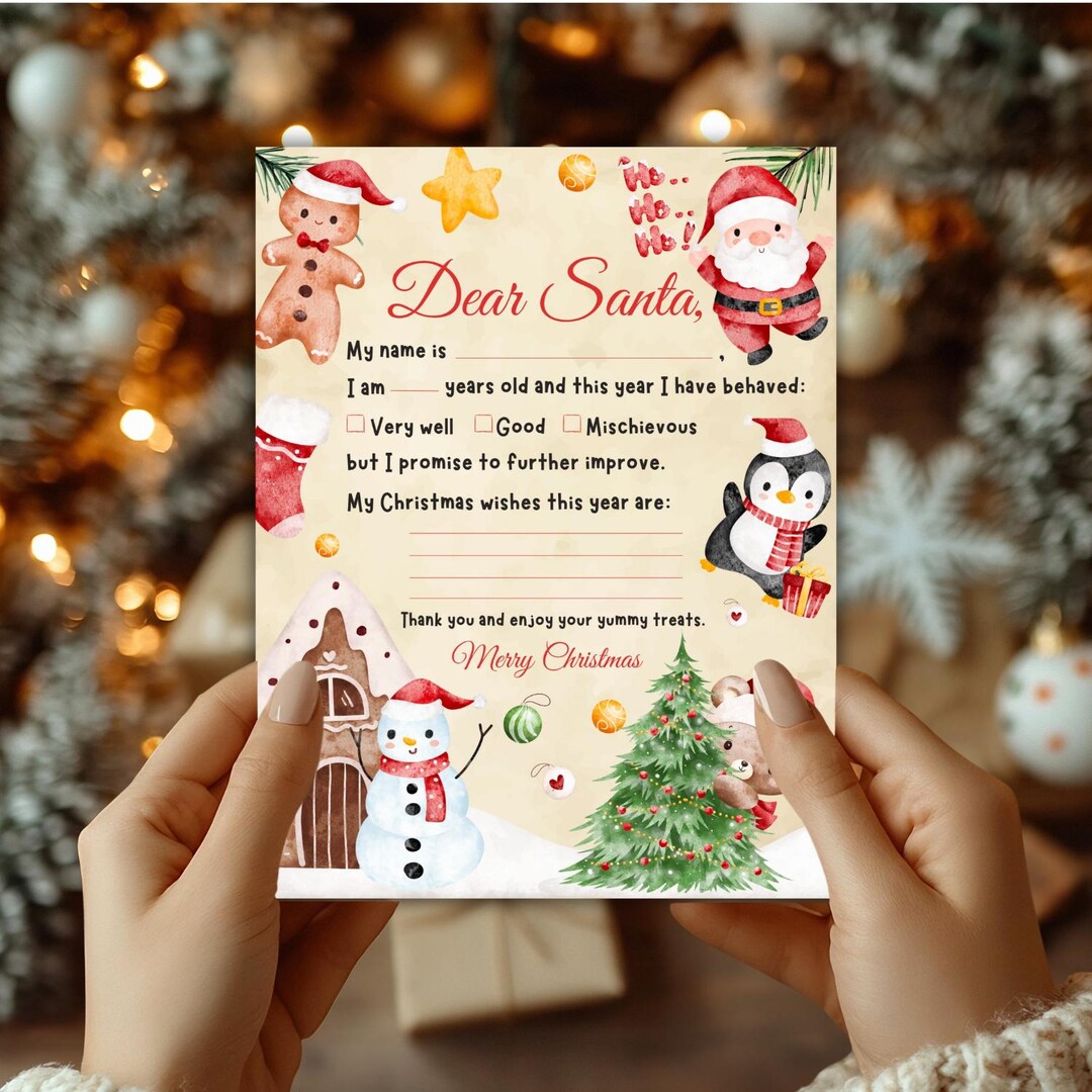 Letter to Santa Template: Printable Christmas Wish List (digital ...