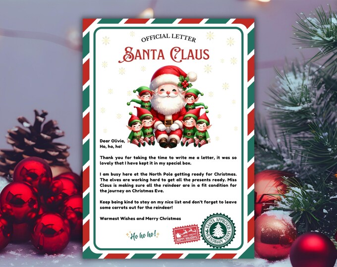 Christmas Letter From Santa Printable, Custom Santa Claus Letter ...