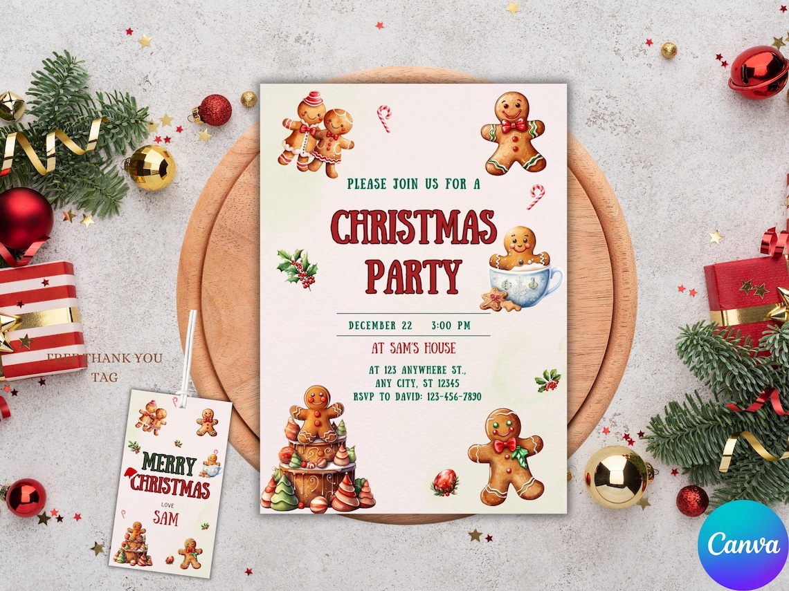 Editable Christmas Party Invitation Template Adult Company Office ...