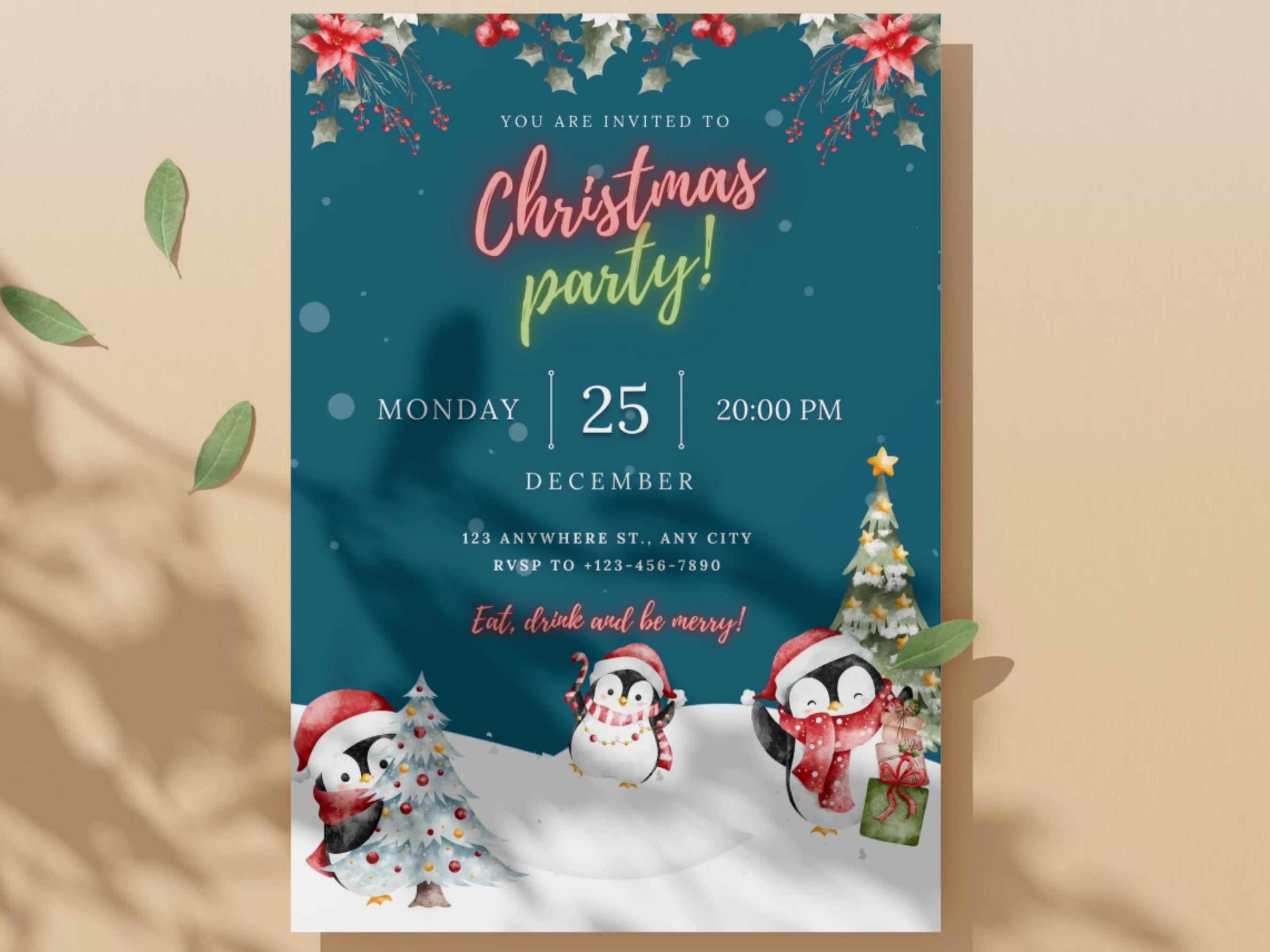 Editable Christmas Party Invitation Template Adult Company Office ...