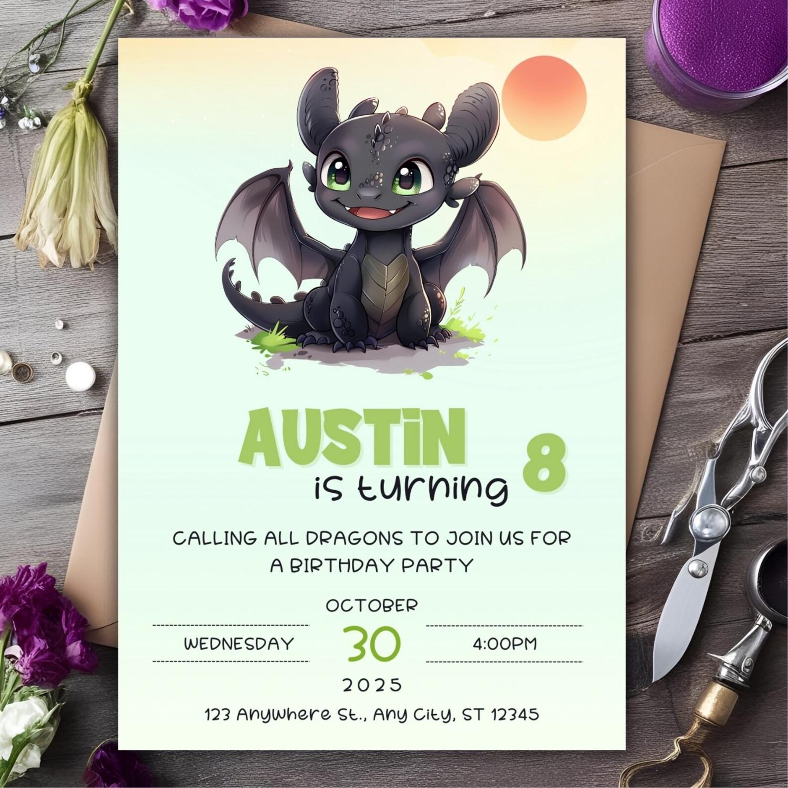 How to Train Your Dragon Invitation | Birthday Invitation Template for ...