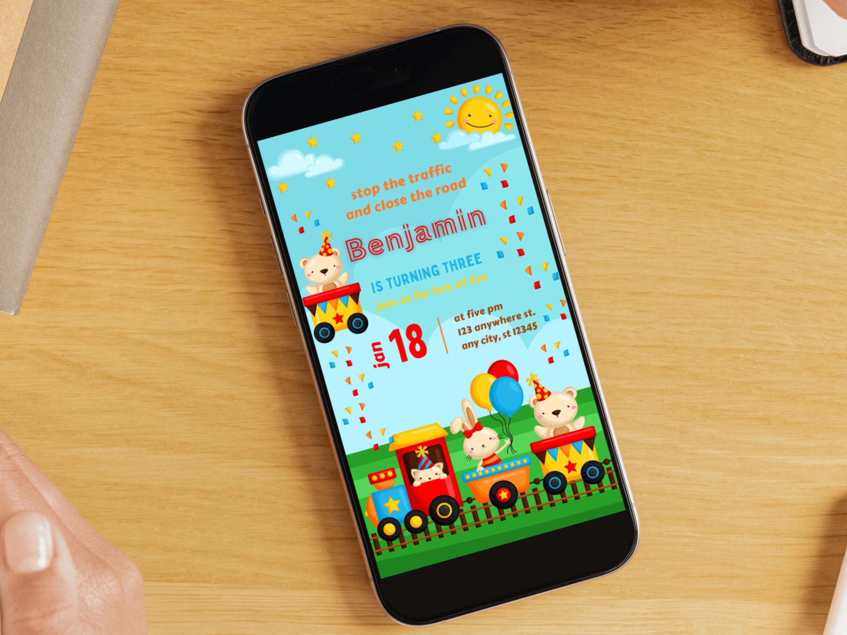 Editable Train Birthday Invitation Template Toy Train Invitation Train ...