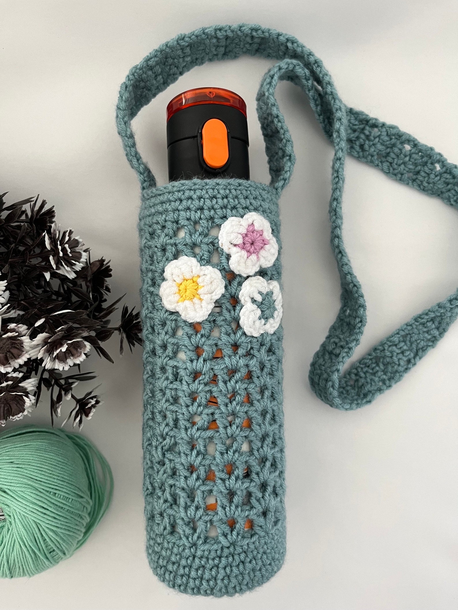 Crochet Water Bottle Holder, Crochet Water Bottle Bag, Crochet Bottle ...