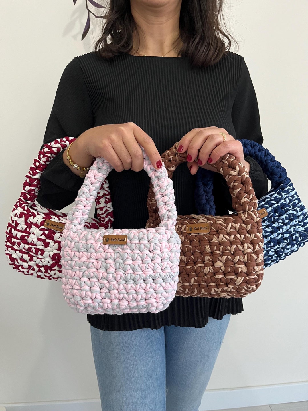 Chunky Crochet Knit Bag: Handmade Yarn Tote - Etsy