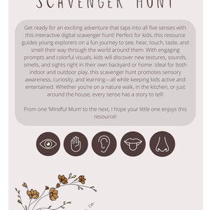 Interactive 5 Senses Scavenger Hunt for Kids | Digital Printable | Fun ...