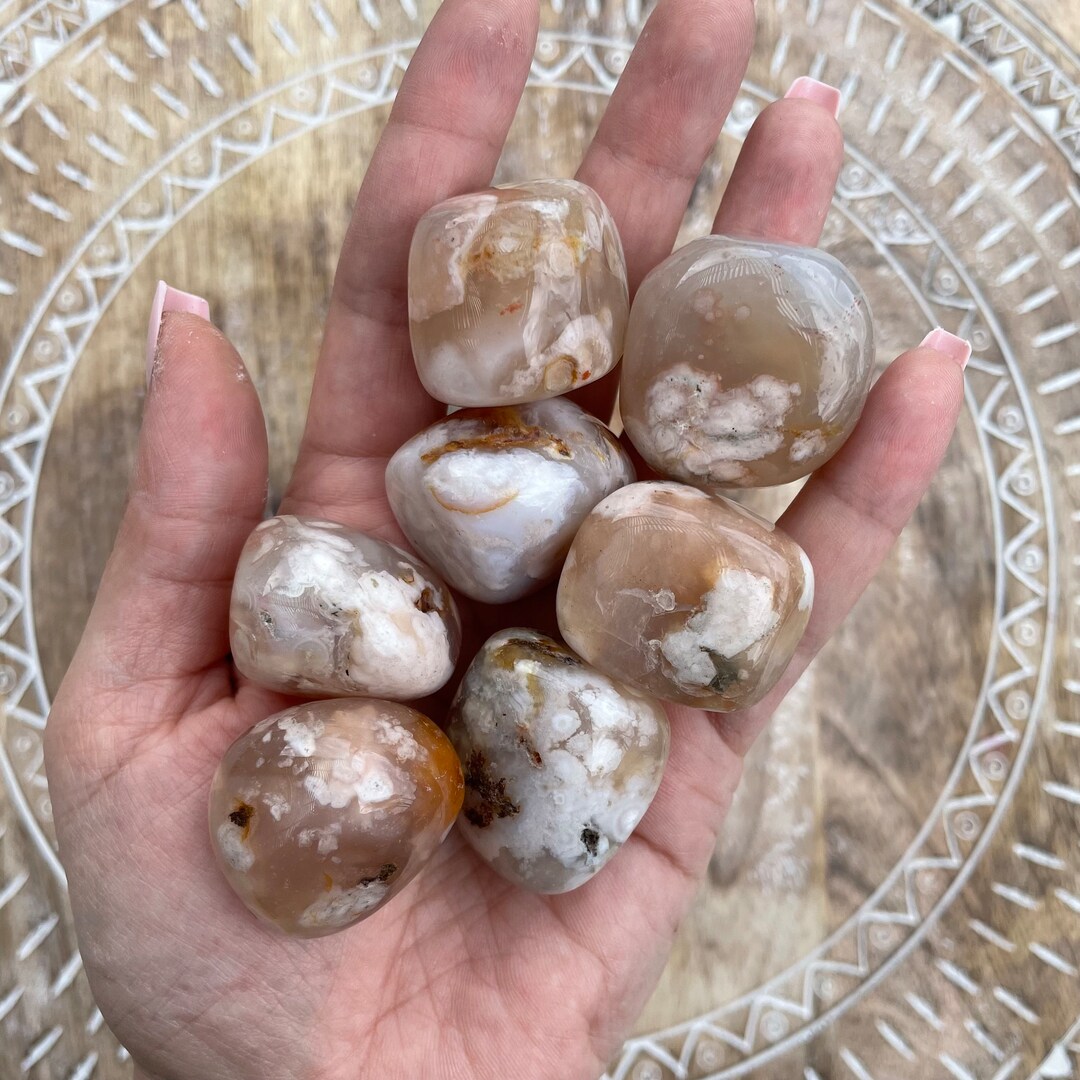 AA+ Flower Agate Cube Tumble - Flower Agate Tumble - Cherry Blossom ...