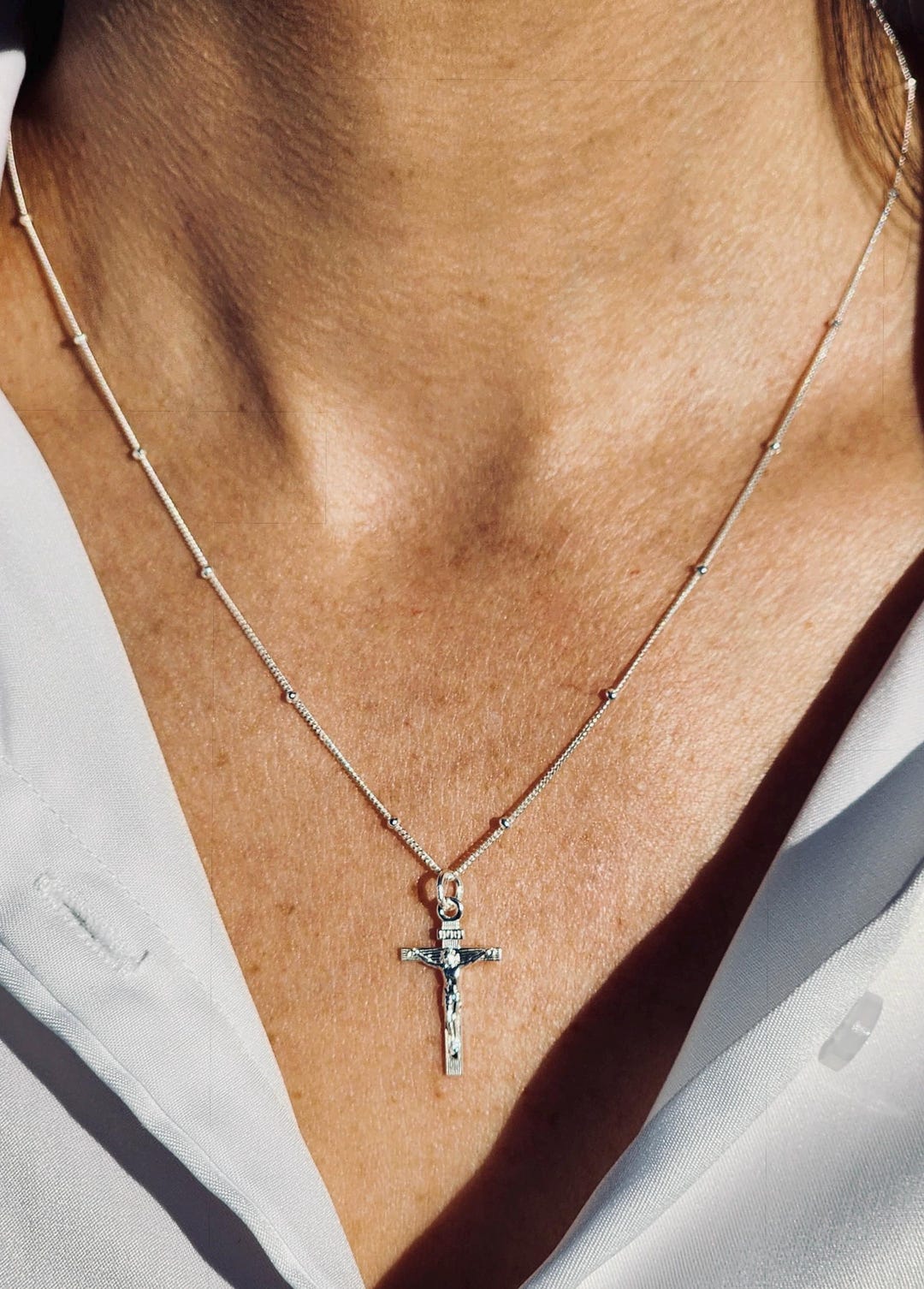 Pure 925 Sterling Silver Cross Necklace - Dainty Cross Necklace ...