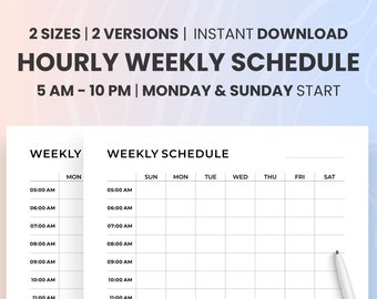 weekly schedule template numbers