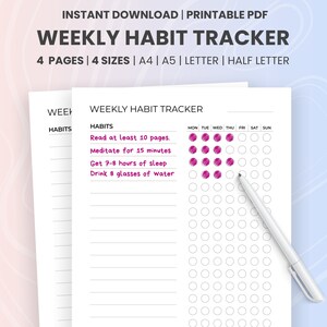 Yearly Habit Tracker, Printable Aesthetic Habit Tracker Template, 365 ...
