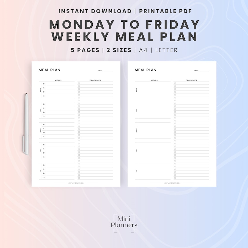 Dash Diet Daily Meal Plan - Etsy
