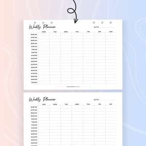 Printable Hourly Weekly Planner, Horizontal Printable Hourly 6AM 11PM ...