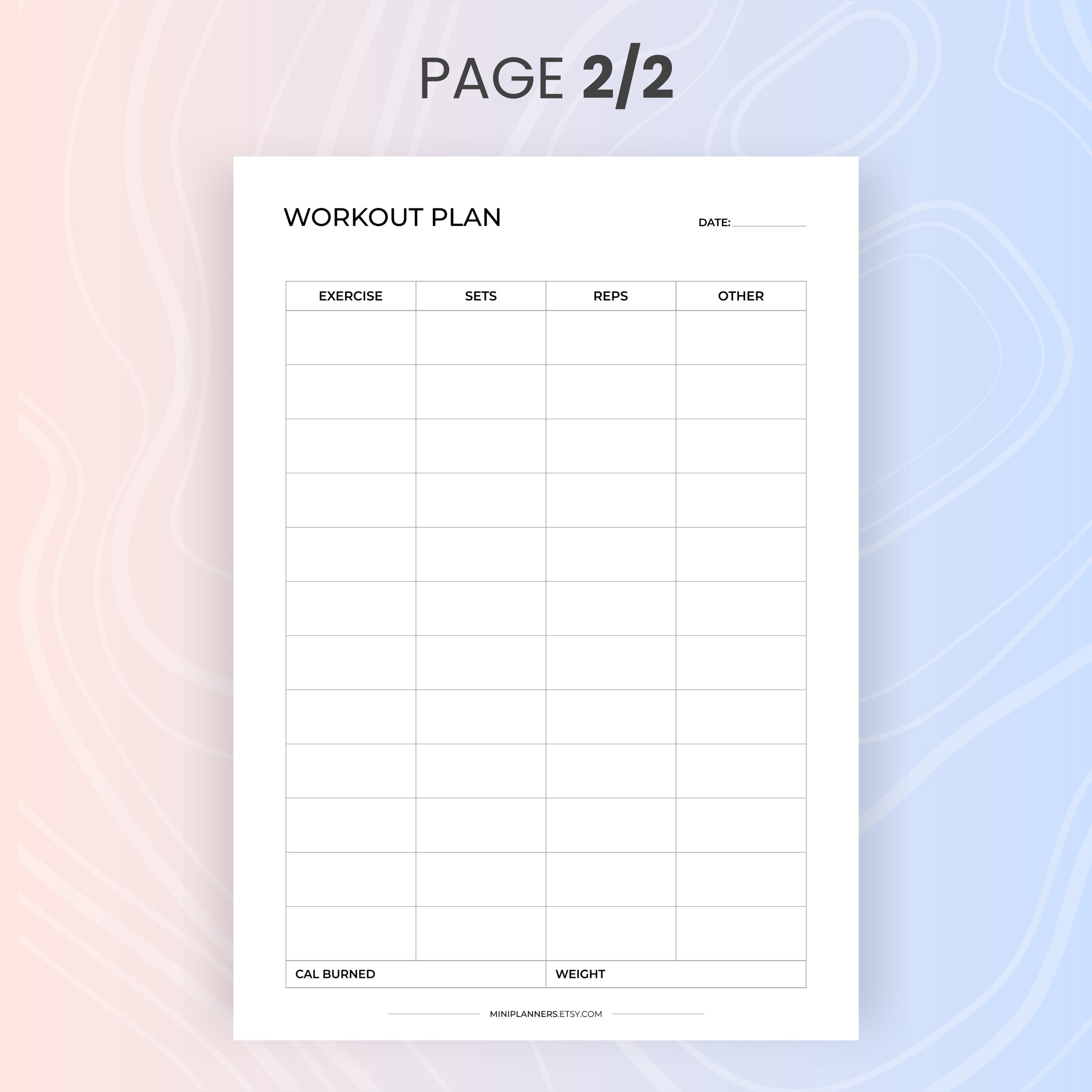 Printable Daily Workout Plan: Exercise Tracker (a4/letter PDF) - Etsy