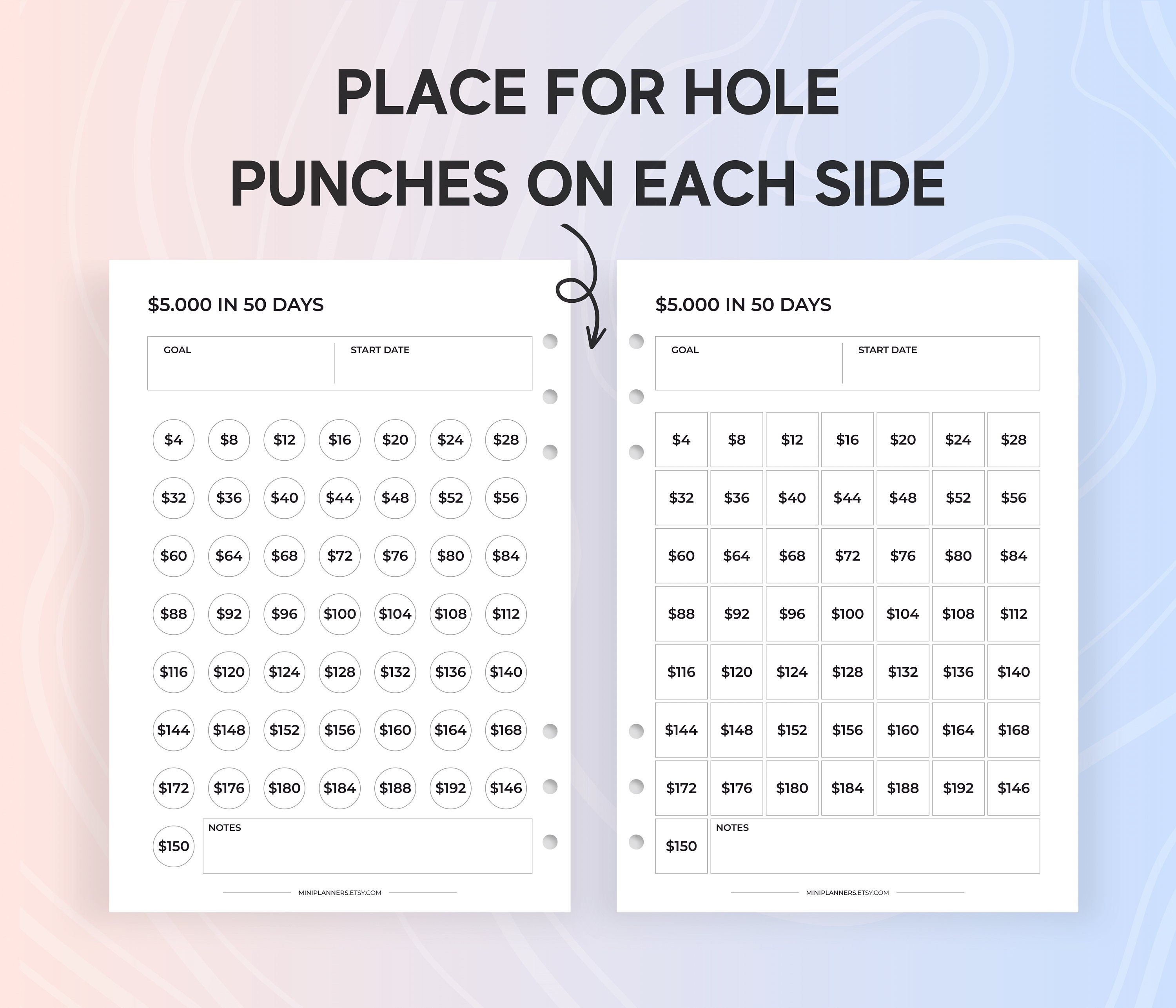 5000 in 50 Days, 5k Savings Challenge, 5000 Savings Challenge, 5.000 ...