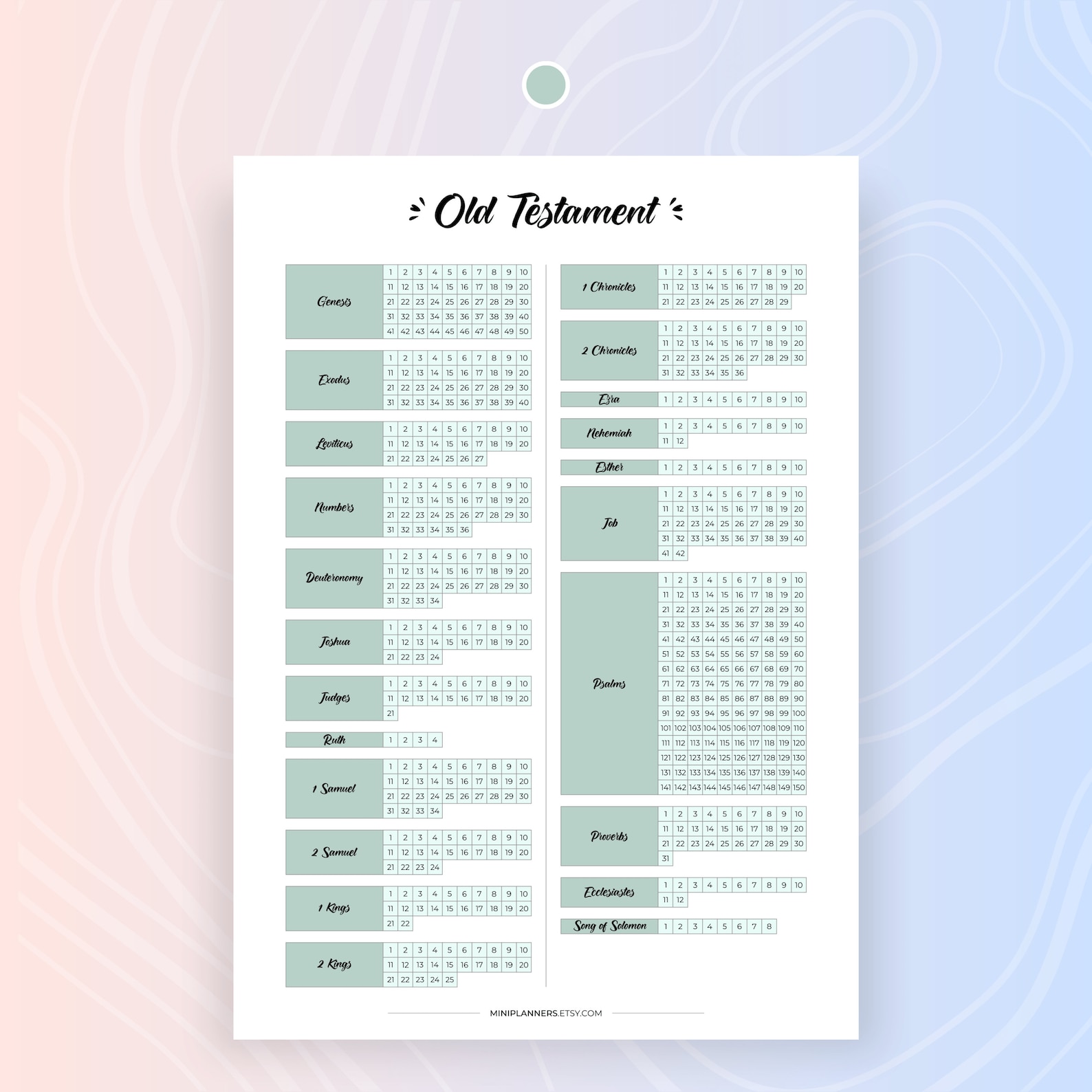 Daily Chronological Bible Study Tracker, Printable Bible Reading ...