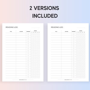 Reading Log, Printable Books to Read Tracker, Book Rating, Bookworm ...