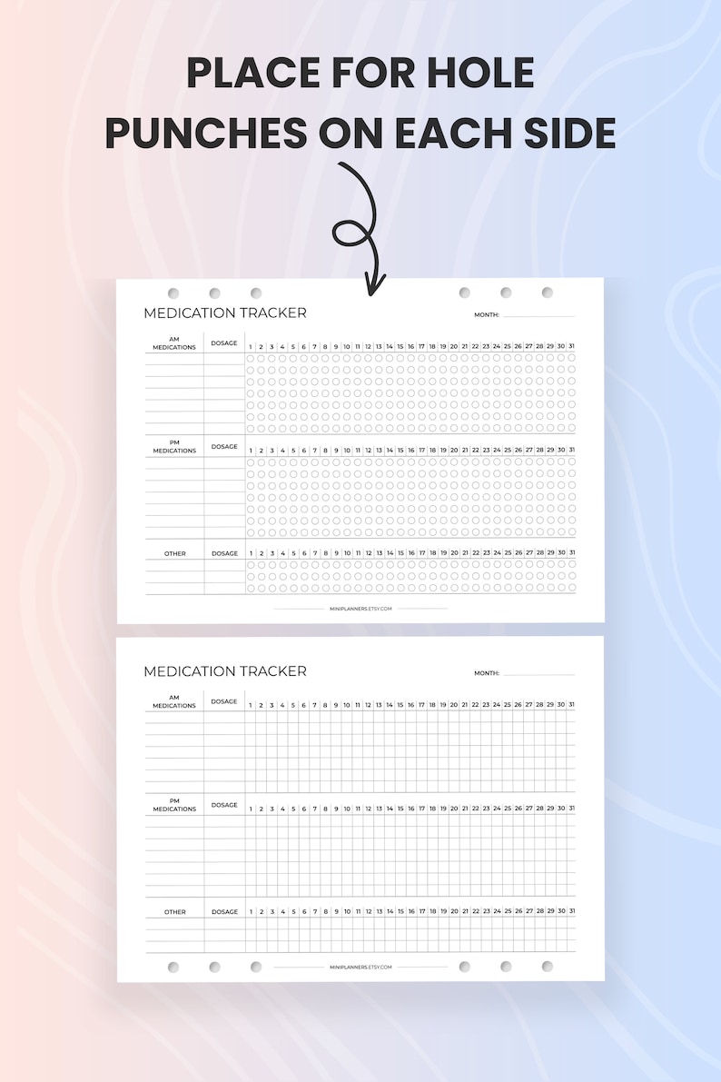 Monthly Medication Tracker, Printable Pill Reminder, Daily Medication ...