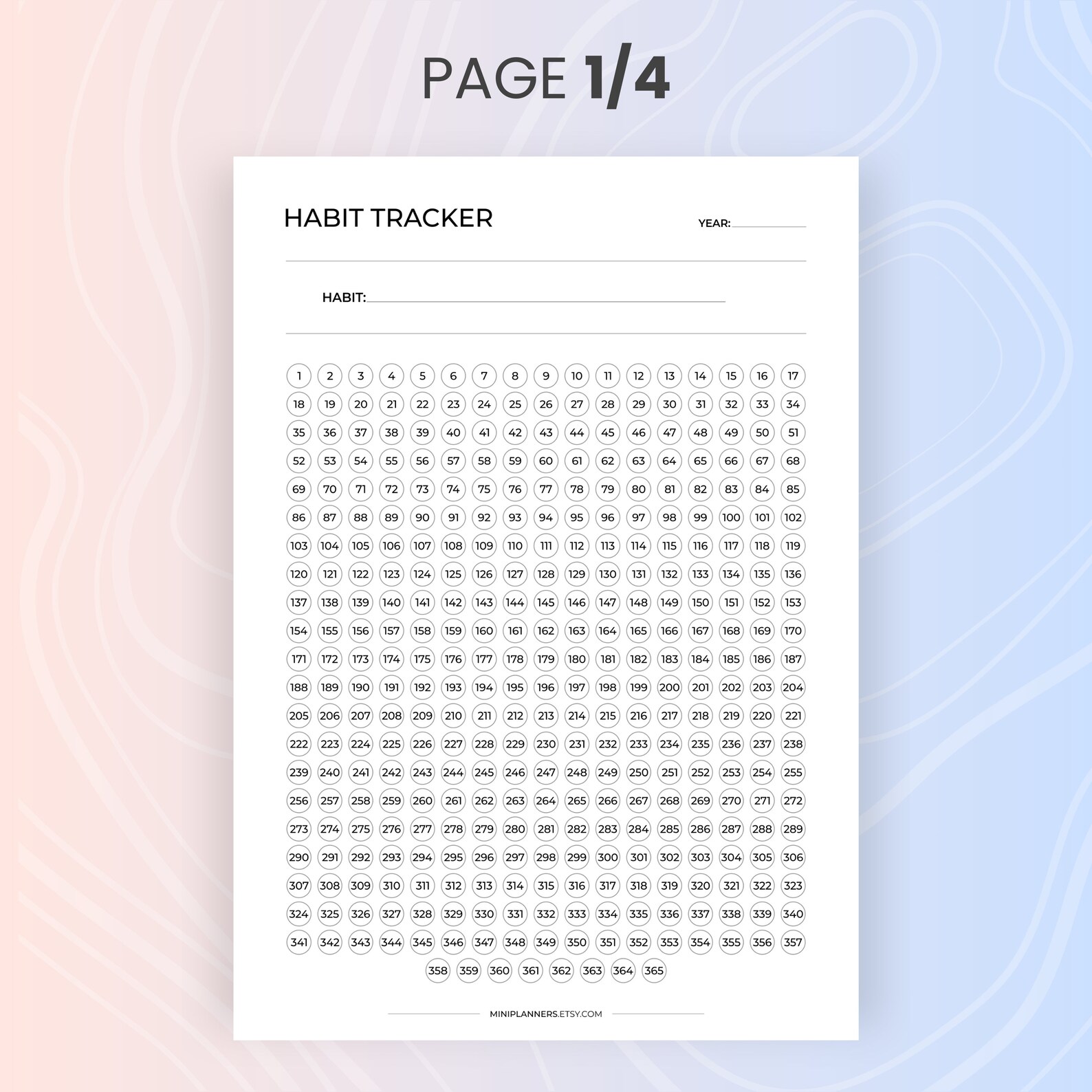 Yearly Habit Tracker, Printable Aesthetic Habit Tracker Template, 365 ...