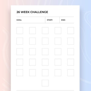 26 Week Challenge Printable: Half Year Goal Tracker (a4/a5/letter) (PDF ...