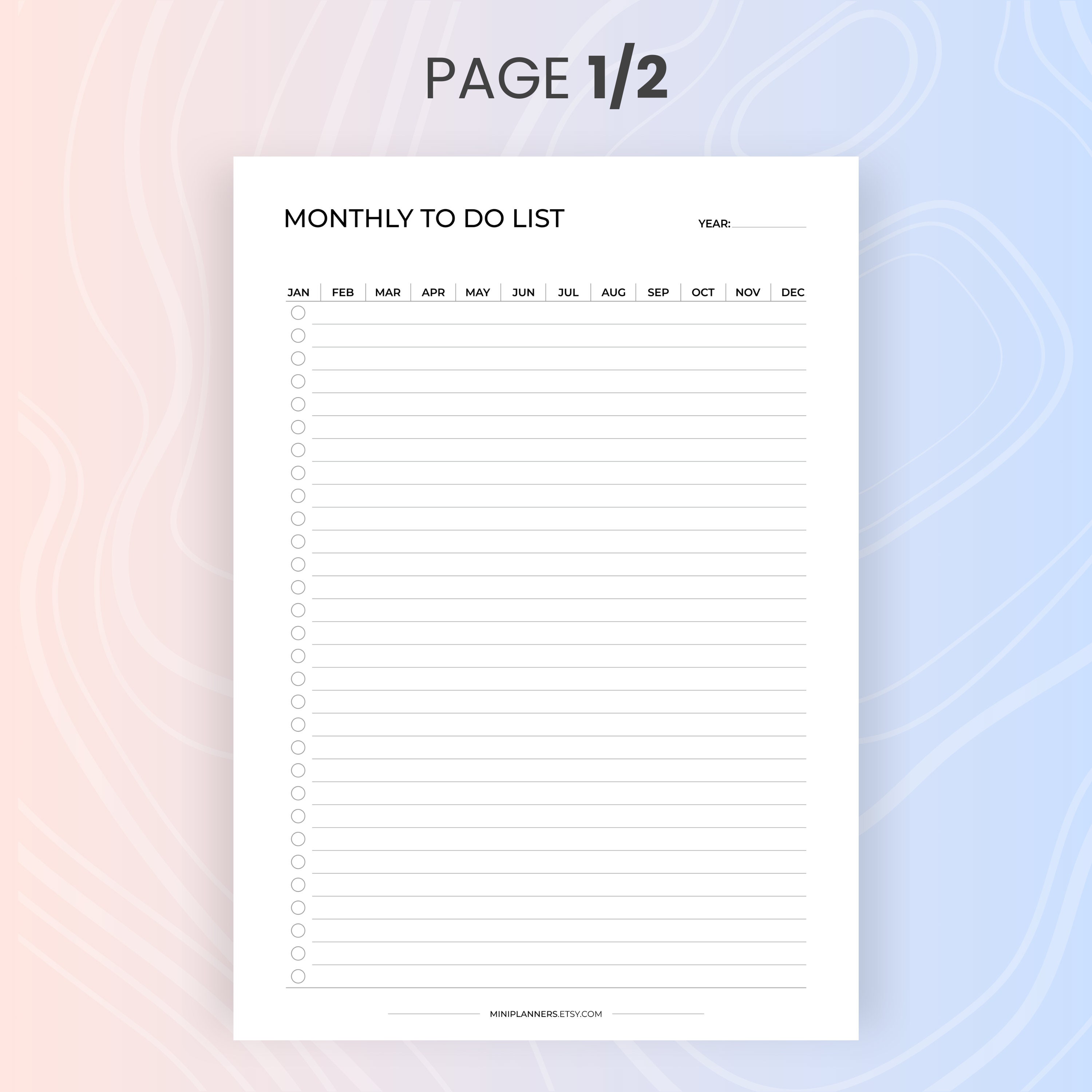 Monthly to Do List, Printable to Do List Template, Prioritize Tasks ...